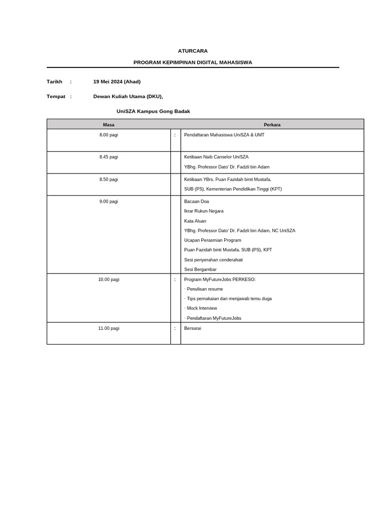 ATURCARA Unisza | PDF
