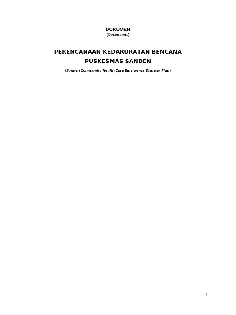 Puskesmas Sanden Disaster Plan | PDF