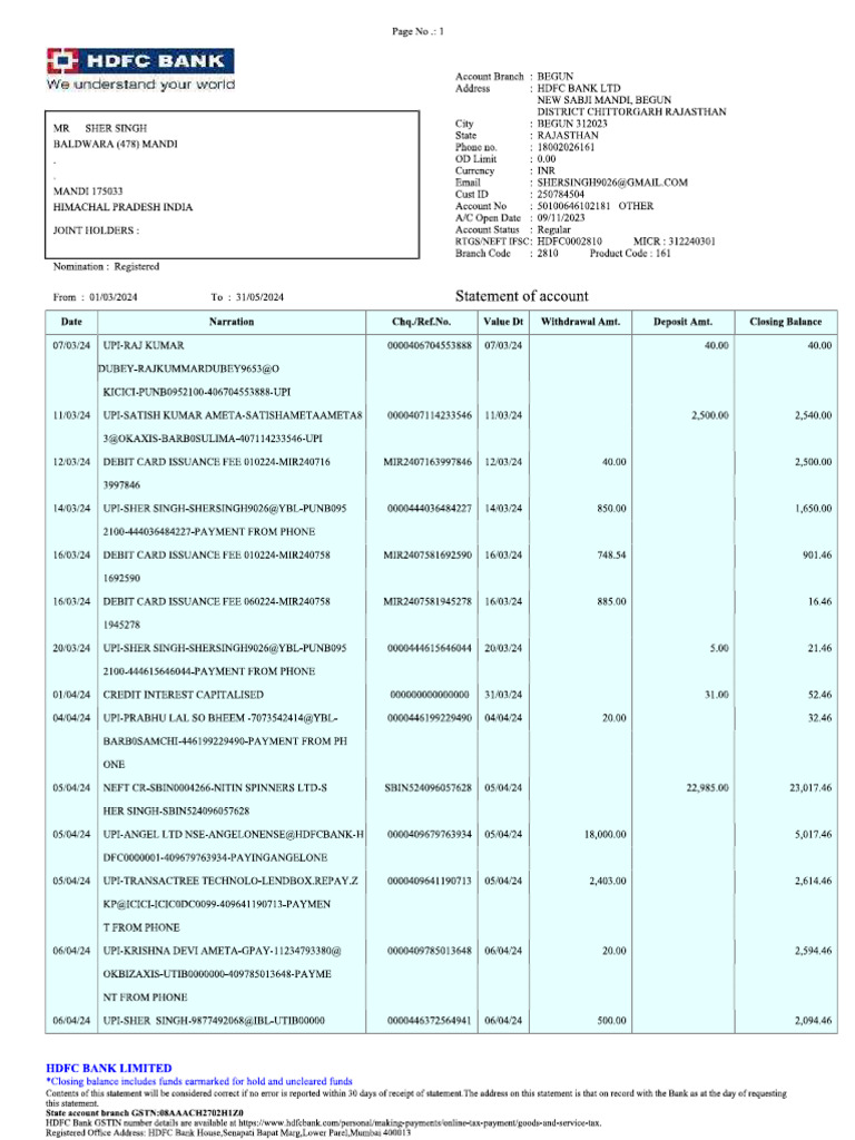 Banking Statement | PDF