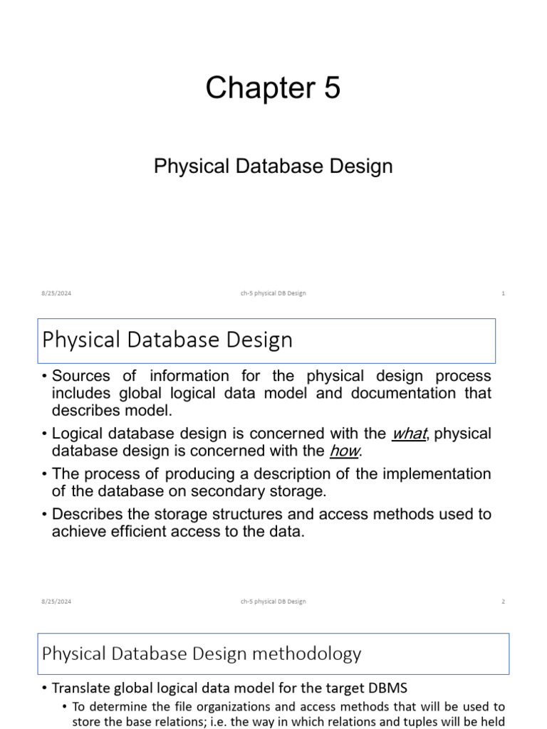 Chapter 5 Physical Database Design | PDF
