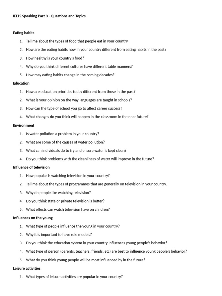 IELTS Speaking Part 3 | PDF