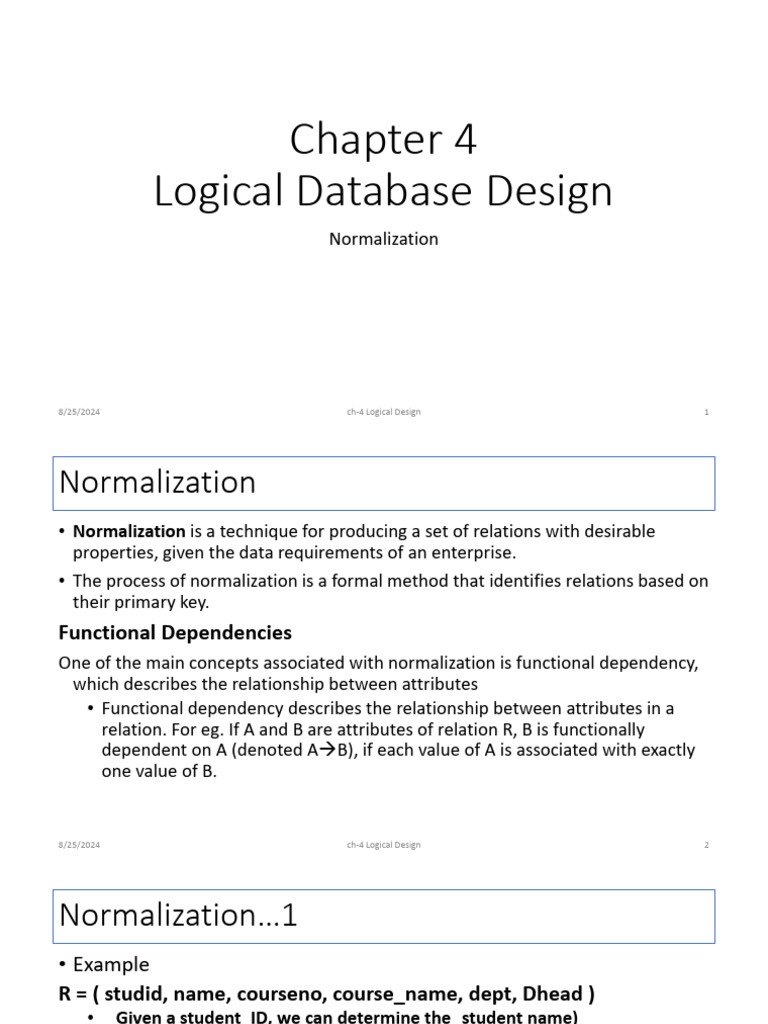 Chapter 4 Logical Design | PDF