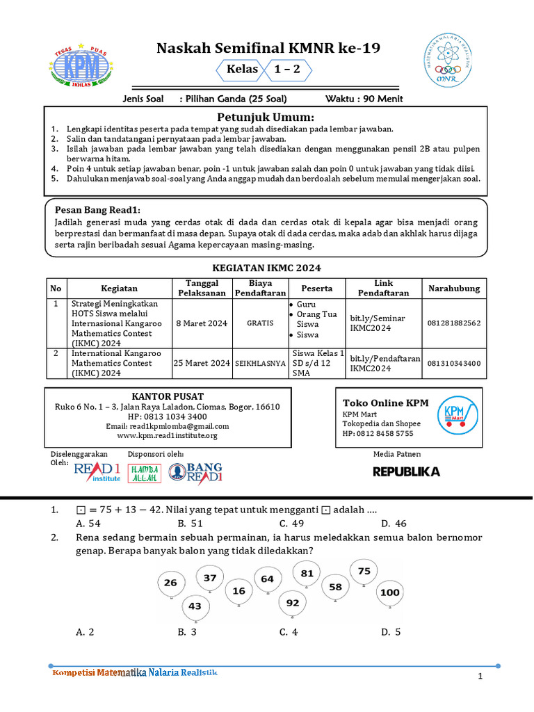 NS Semifinal Kelas 1-2 - KMNR 19 | PDF