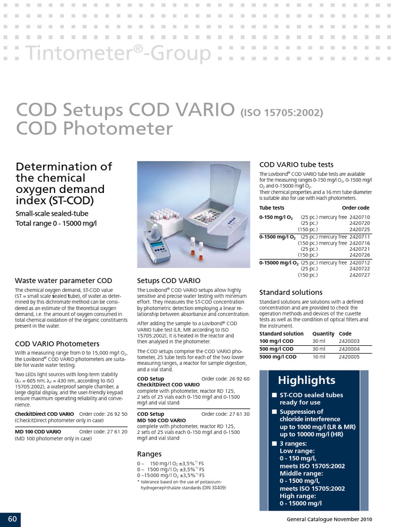 Lovibond COD Setups COD Vario COD Photometer | PDF