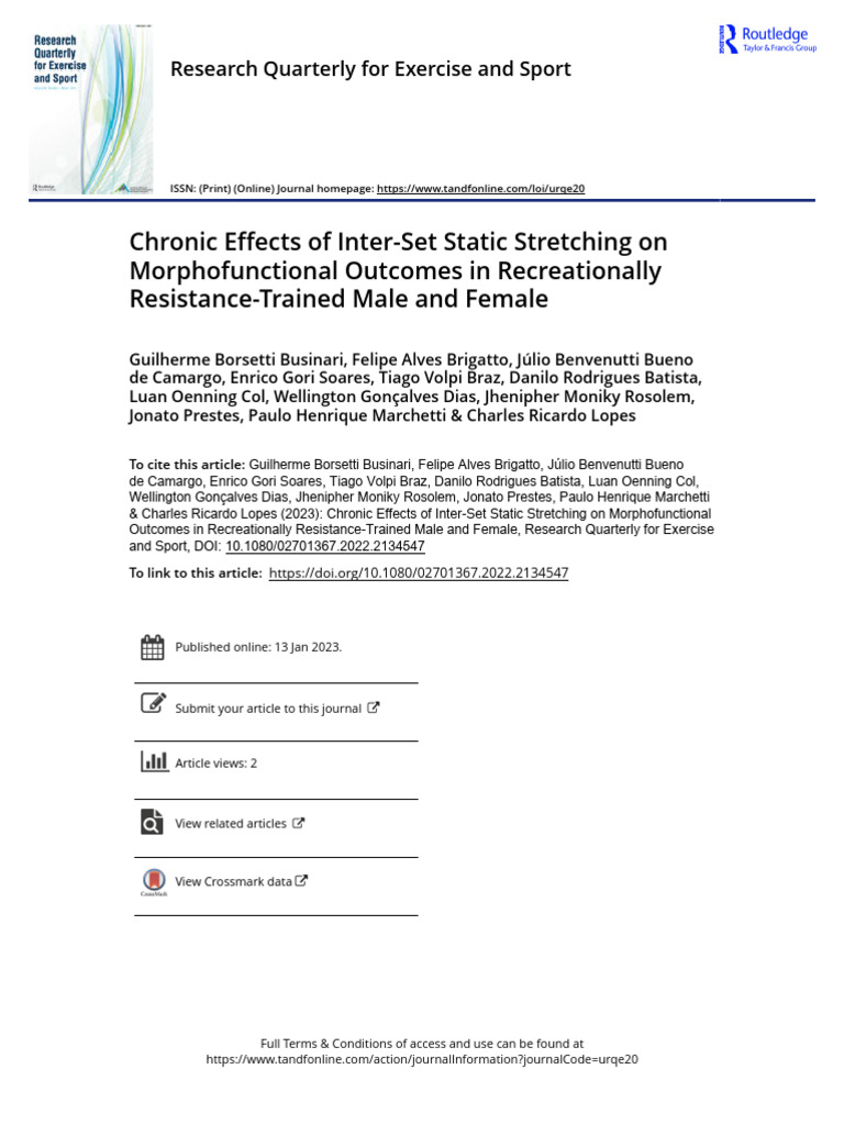 Chronic Effectsof Inter Set Static Stretchingon Morphofunctional Outco ...