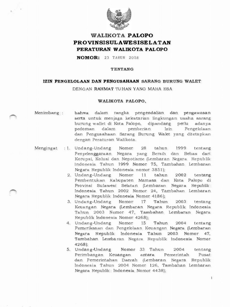 Perwa Palopo Nomor 23 Tahun 2018 | PDF