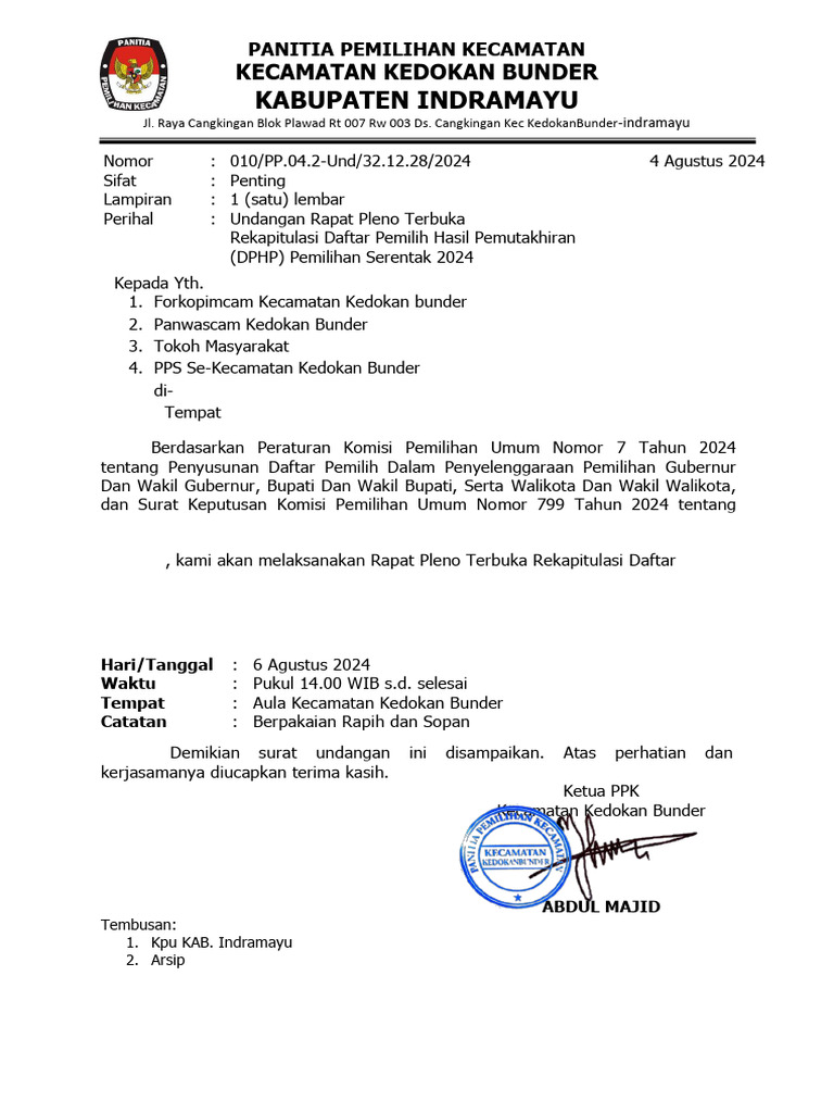 010 Undangan DPHP | PDF