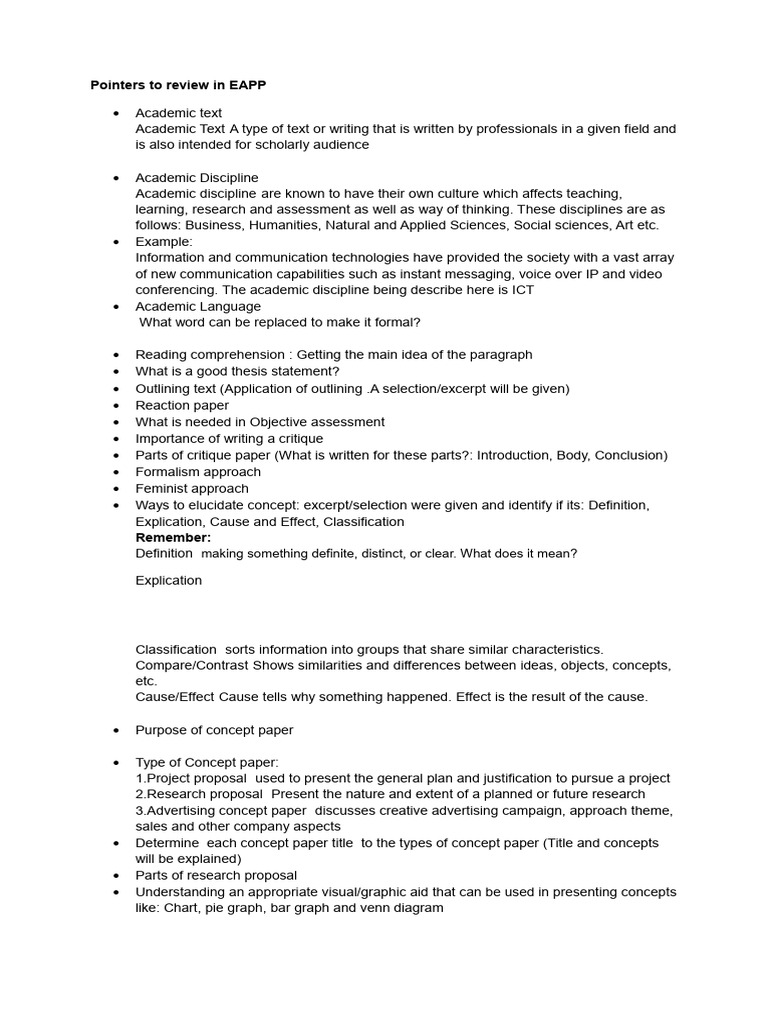 Pointers To Review in EAPP Edit | PDF | Concept | Art