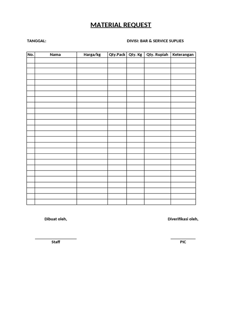 Material Request Bar | PDF