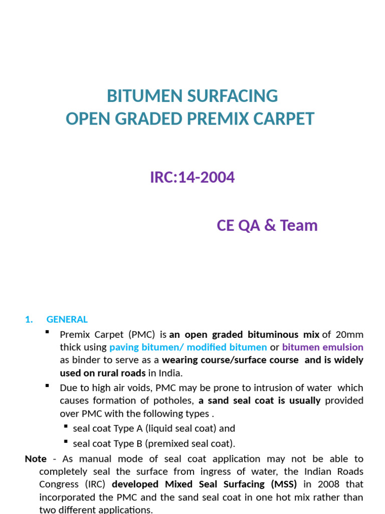 Slide-2 PREMIX CARPET Seal Coat | PDF