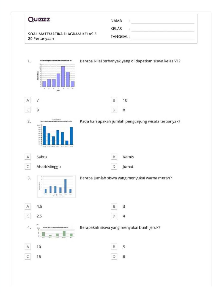 PDF Soal Matematika Diagram Kelas 3 - Compress | PDF