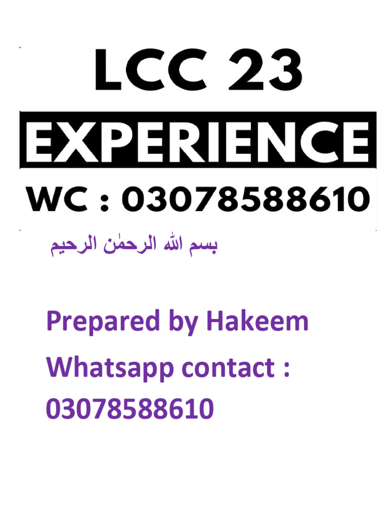 LCC 23 Experience Prepared by Hakeem Khan | PDF
