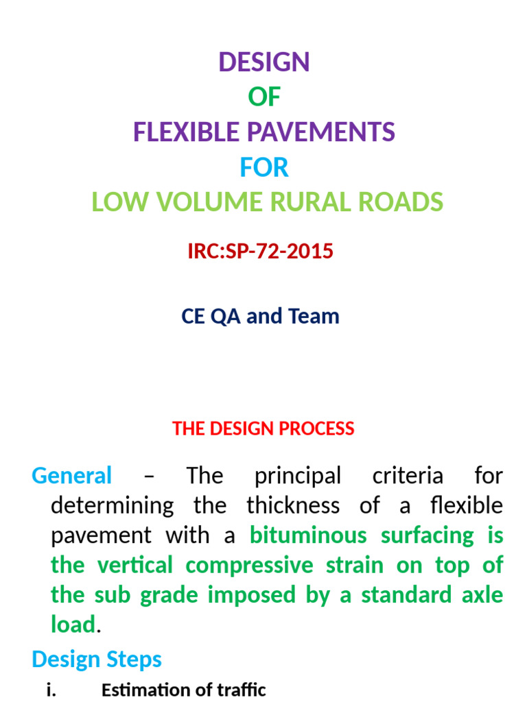 Slide-1 Design of Flexible Pavements For Low Volume Rural Roads - Final ...