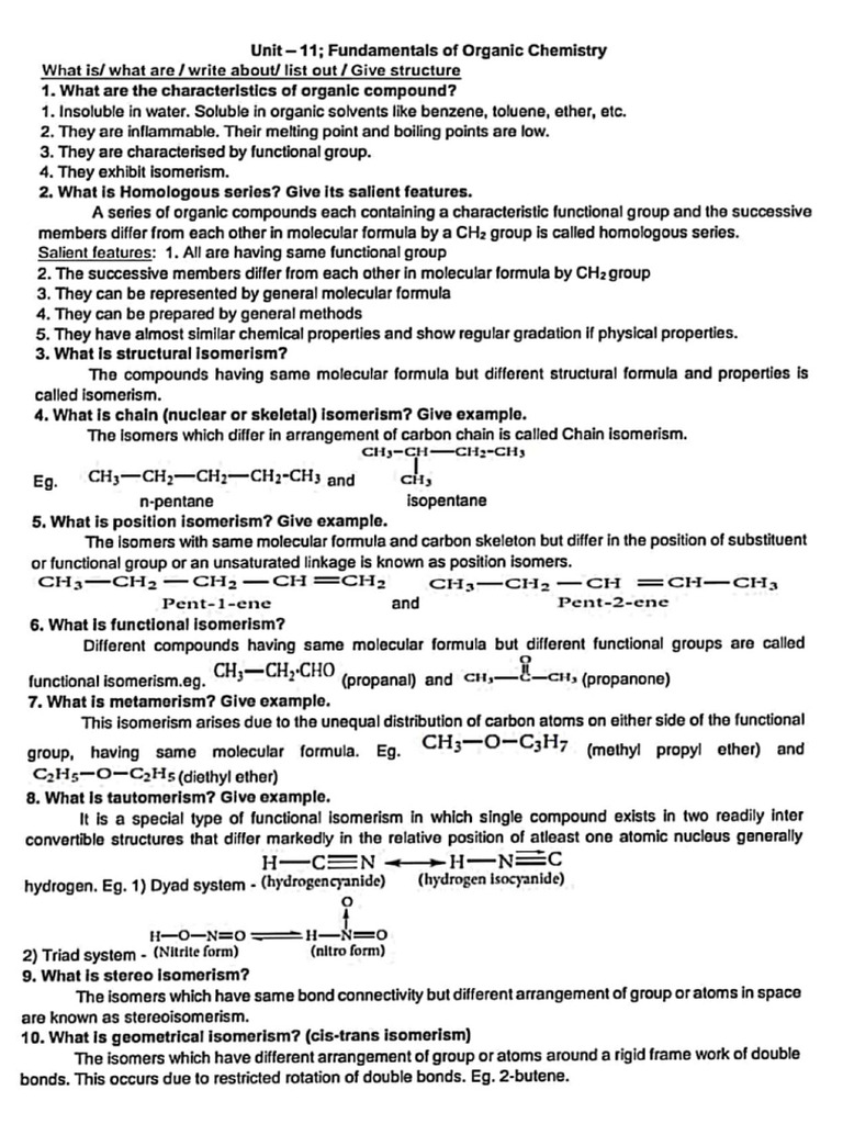 11th &12th Units - 11th STD Organic Chemistry | PDF