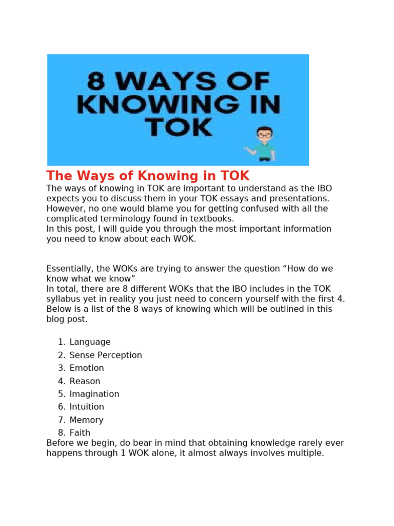 The Ways of Knowing in TOK | PDF