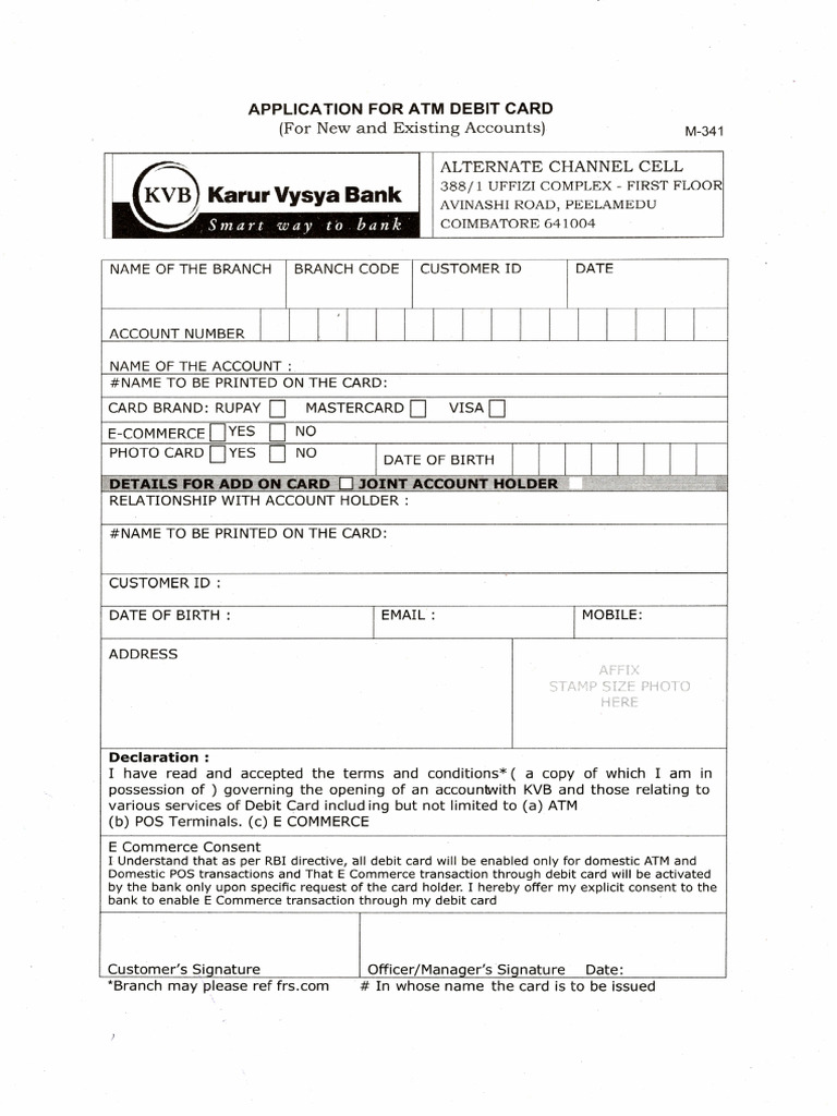 KVB Atm Application | PDF