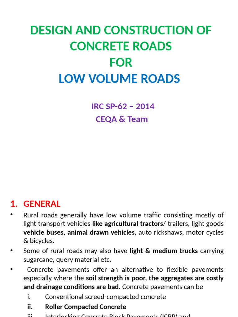 Slide-3 Concrete Pavement design (Rural roads) | PDF