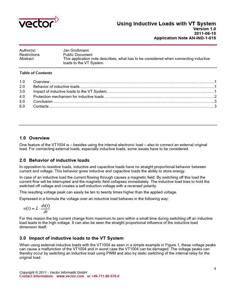 An-InD-1-015 Using Inductive Loads With VT-System | PDF