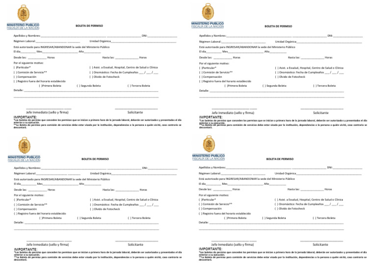 Boleta de Permiso | PDF | Labor