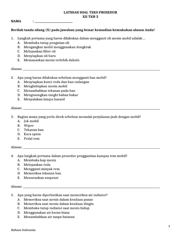 Latihan Soal Teks Prosedur | PDF