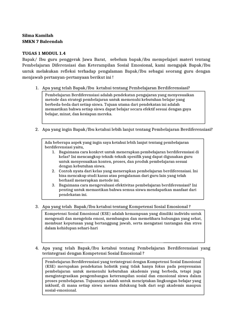 Silma Kamilah - LK MODUL 1.4 LEVEL 1 | PDF