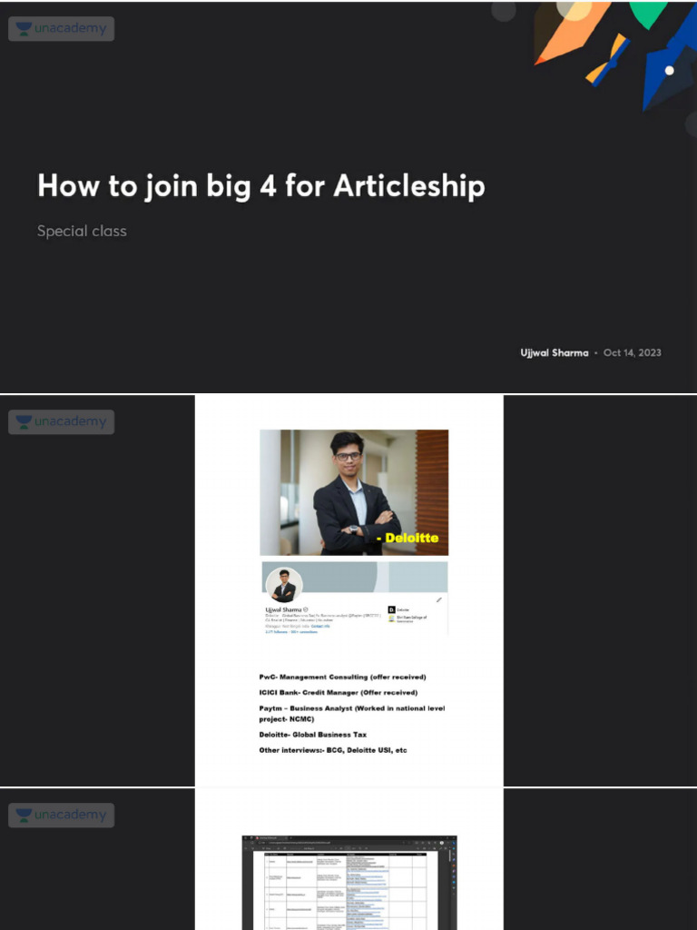 How To Join Big 4 For Articleship No Anno | PDF
