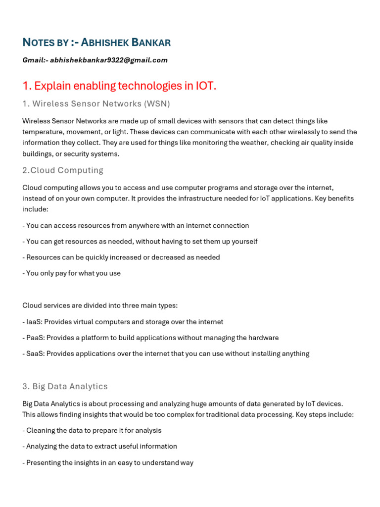 Sppu IOT Insem Notes by Abhishek Bankar | PDF | Internet Of Things ...