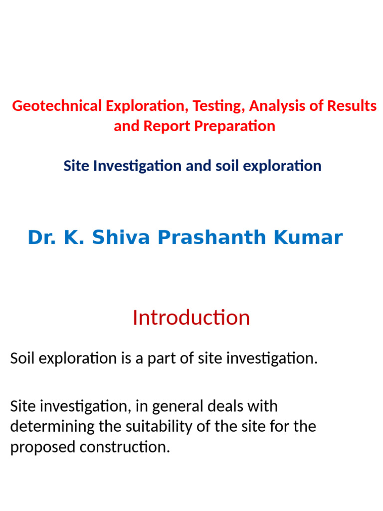Soil Explo - Lect 1 | PDF