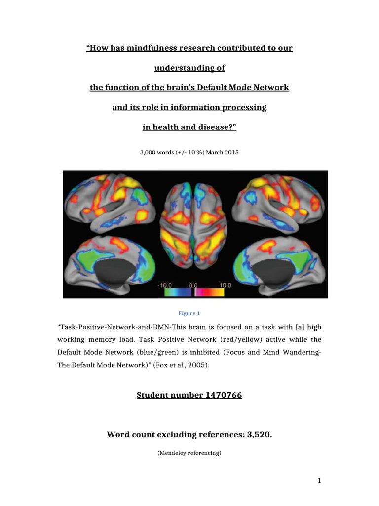 DMN Final Mindfulness Research and Our Understanding of The Function of The Default Mode Network ...