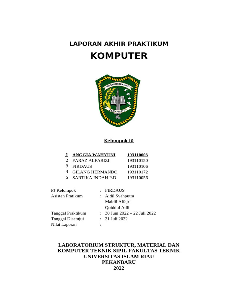 Laporan Praktikum Komputer - Anggia Wahyuni | PDF