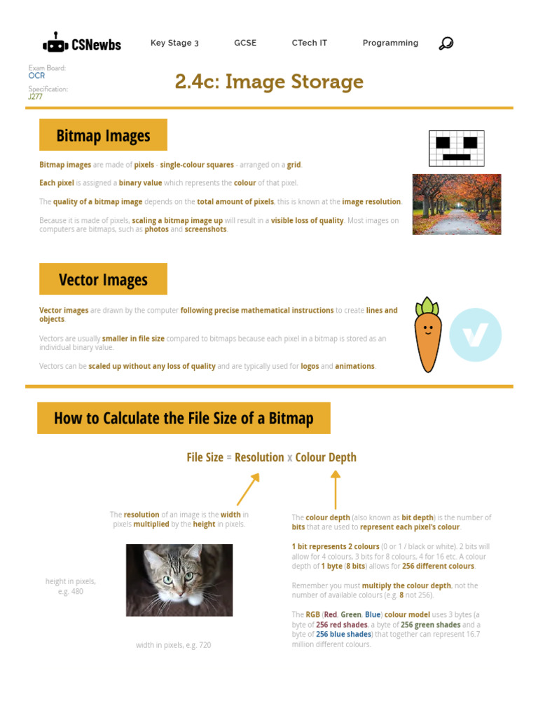 2.4c - Image Storage - OCR GCSE (J277 Spec) - CSNewbs | PDF