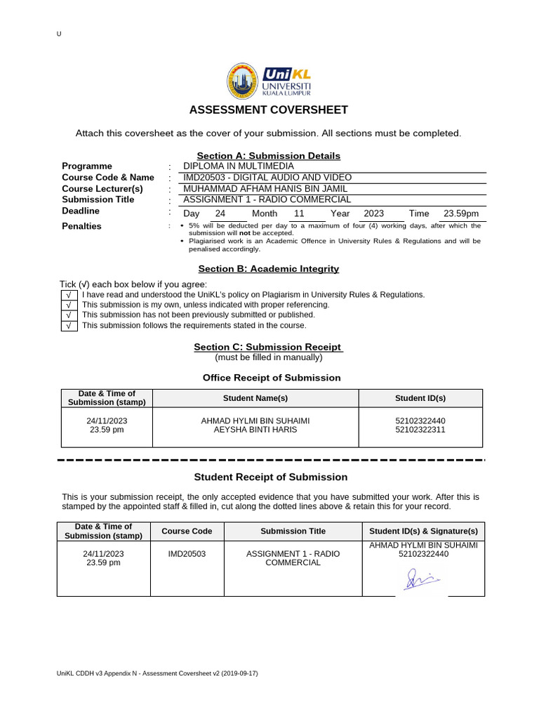 Assessment Submission Coversheet | PDF