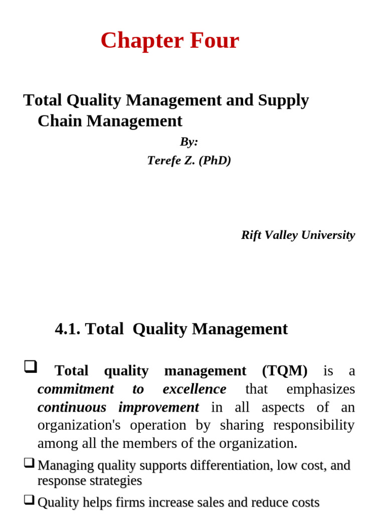 Chapter Four (TQM & Supply Chain Management) | PDF