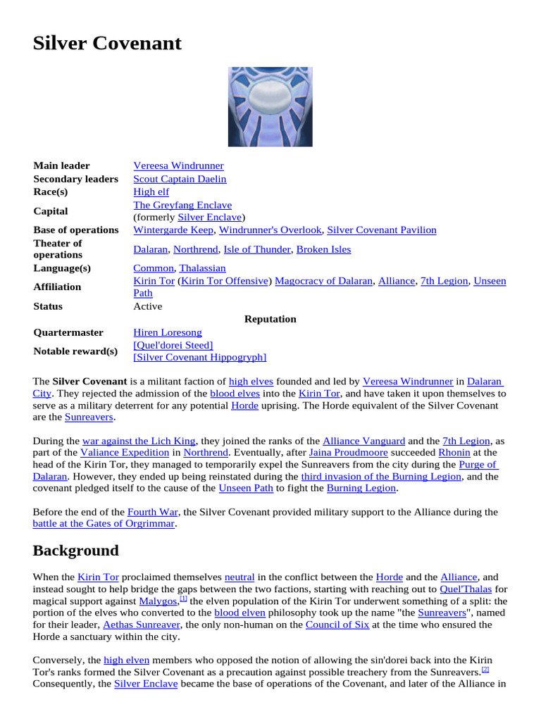 Faction - Silver Covenant | PDF