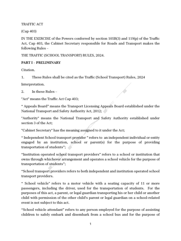 Traffic School Transport Rules 2024 | PDF