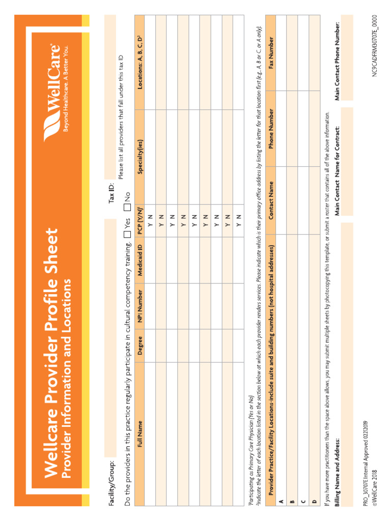 Provider Profile Sheet | PDF