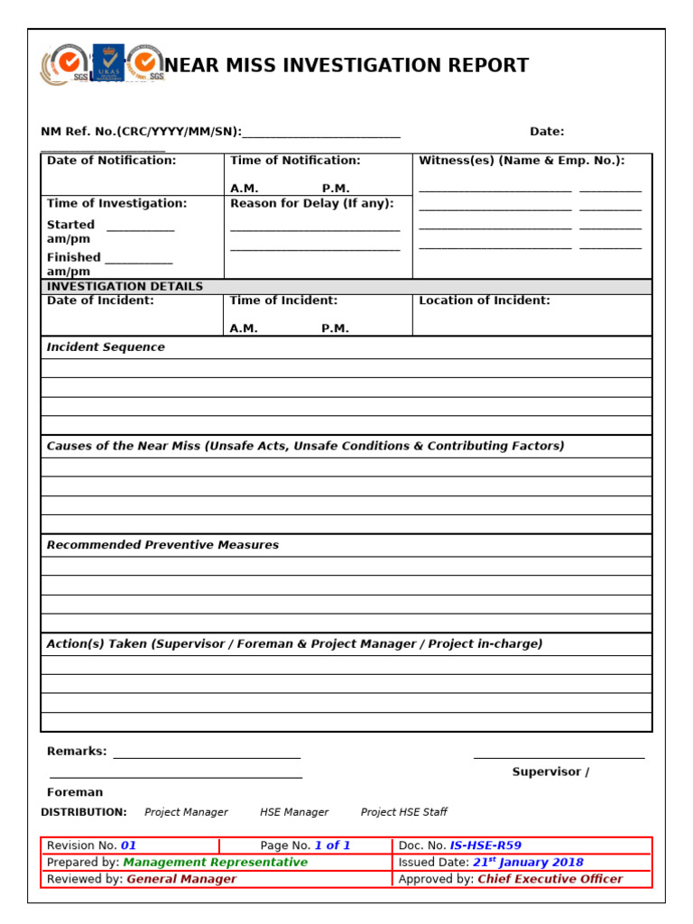 Near Miss Investigation Report | PDF