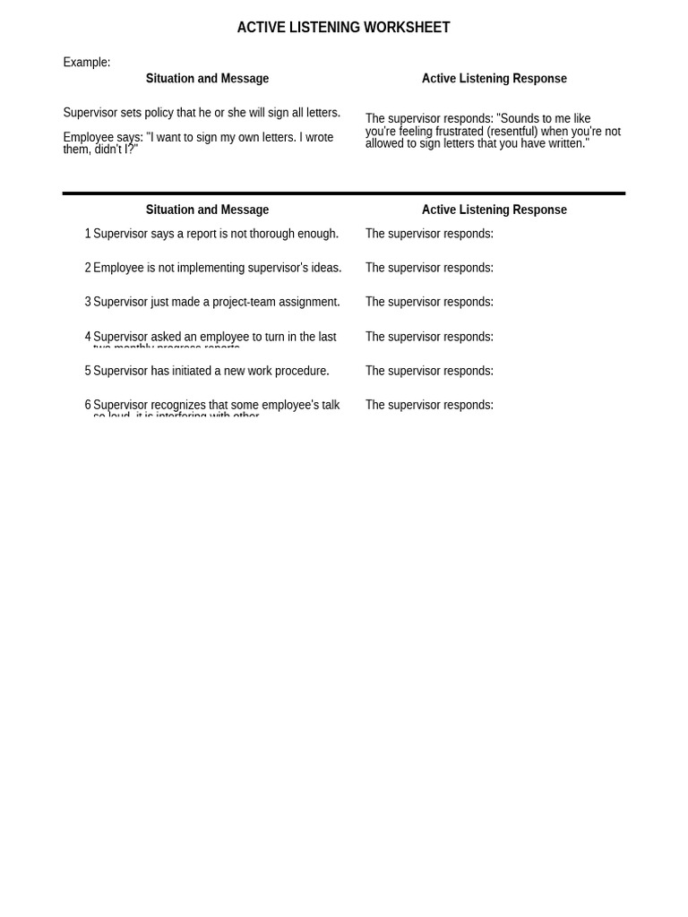 Active Listening Worksheet For Couples – RVNXC