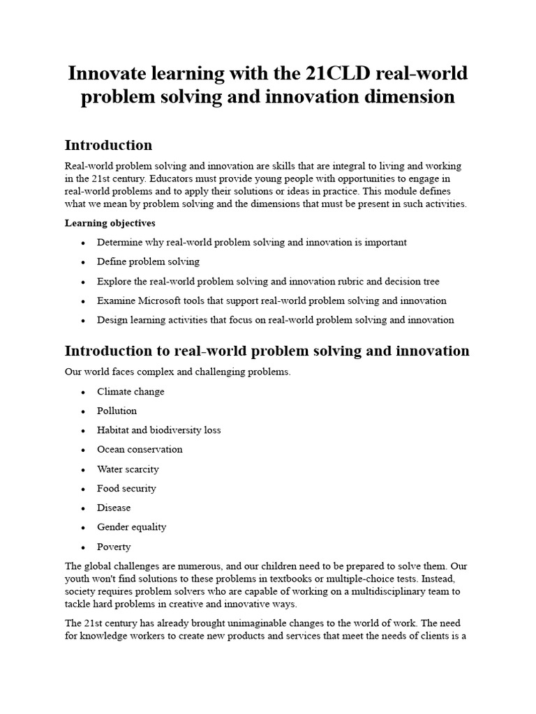 Innovate Learning With The 21CLD Real-World Problem Solving and ...