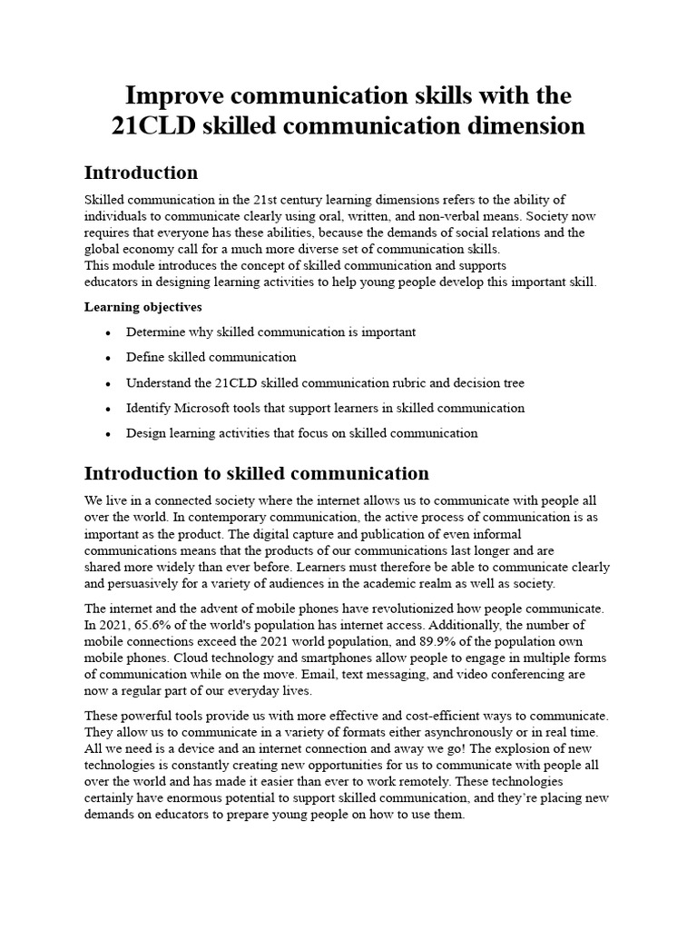 Improve Communication Skills With The 21CLD Skilled Communication ...