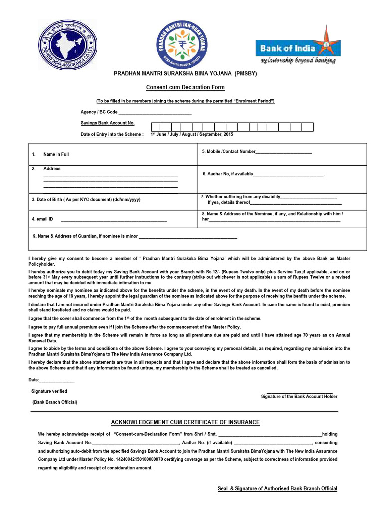Pmsby Form | PDF