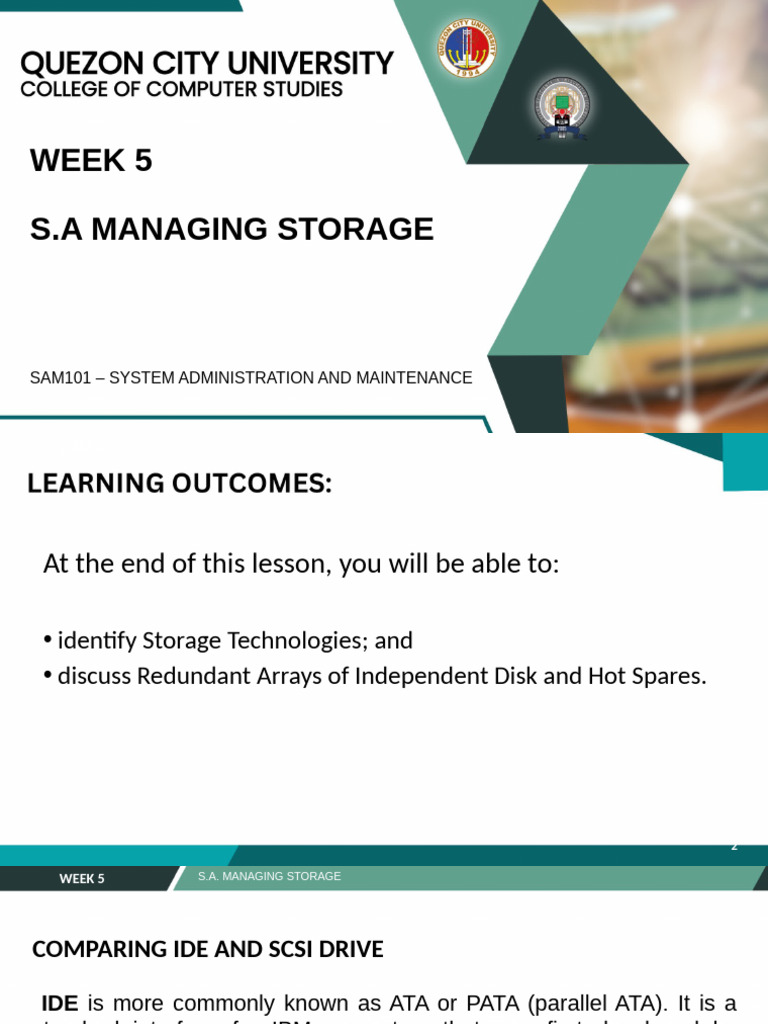 Sam101 Week 5 Managing Storage | PDF