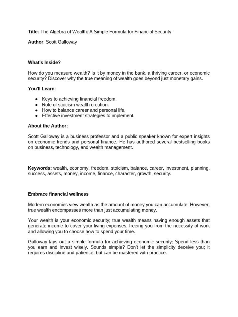 Scott Galloway The Algebra Of Wealth Pdf