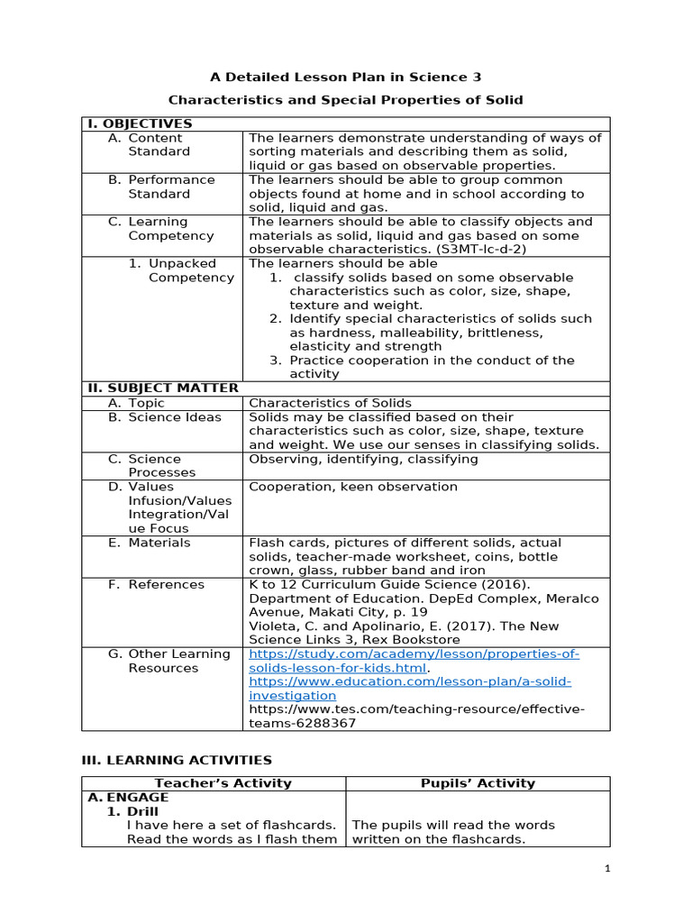 A Detailed Lesson Plan in Science 3 | PDF