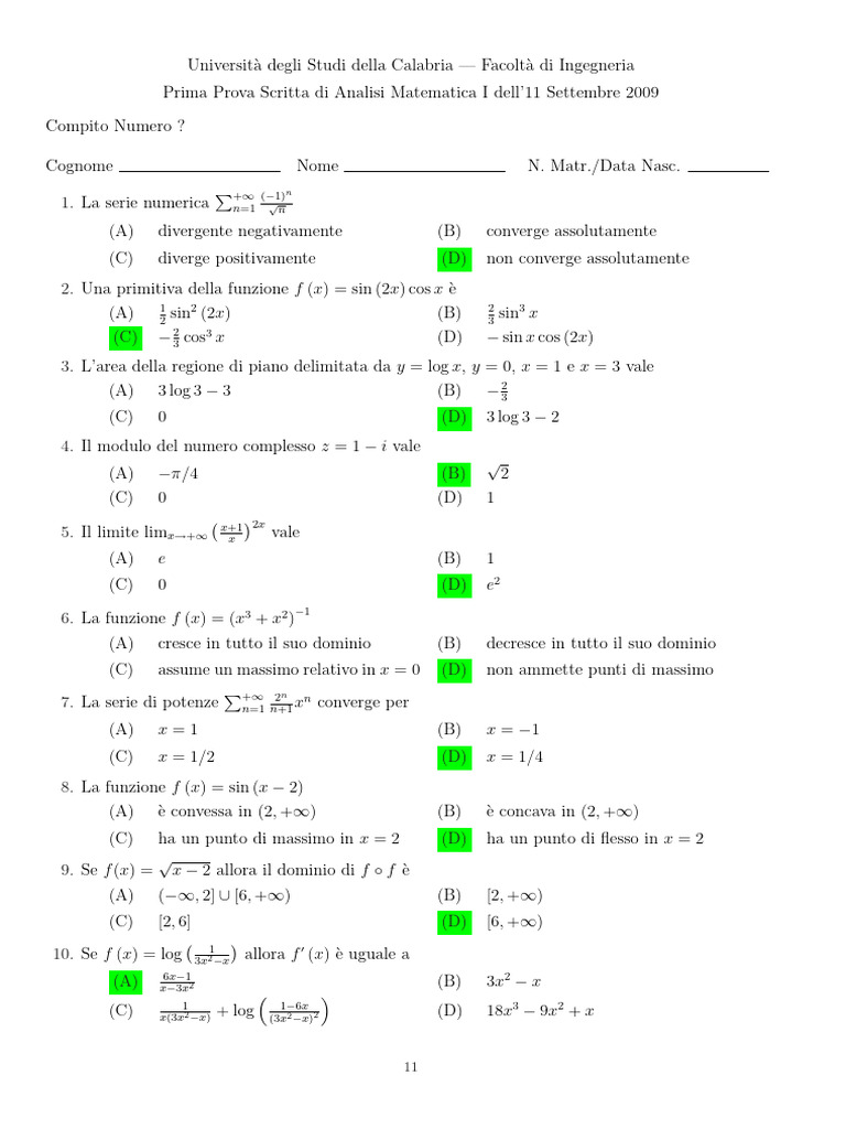 appelli analisi 1 | PDF