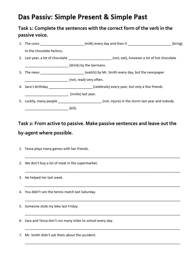 Passiv Simple Present Simple Past 1 | PDF
