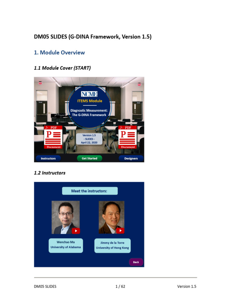 DM05 SLIDES G-DINA Framework Version 1 5 | PDF