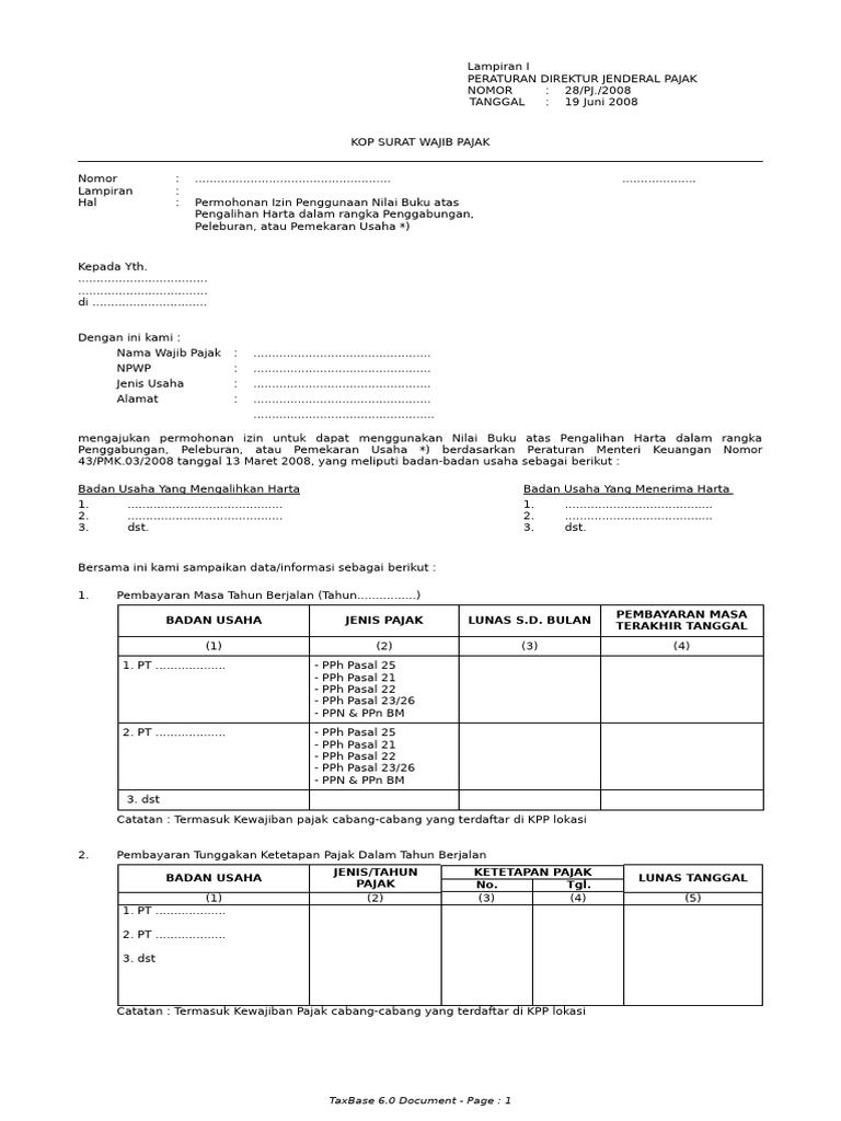 Lampiran PER 28 PJ 2008 | PDF