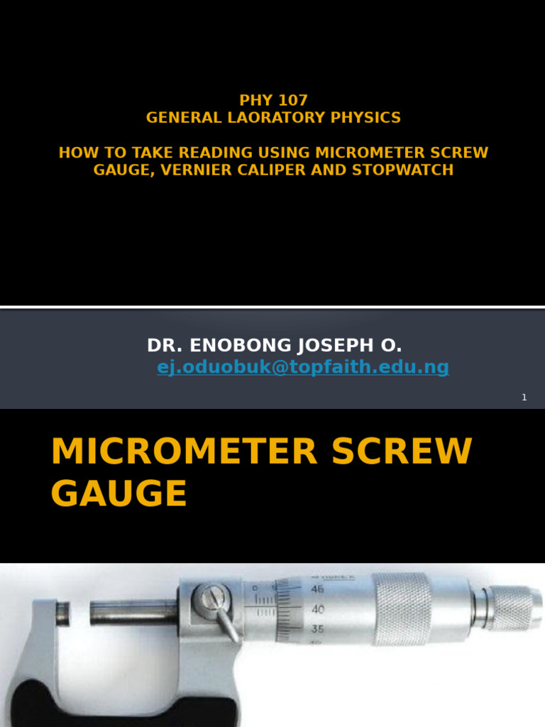PHY 107 Module on micrometer measurements | PDF
