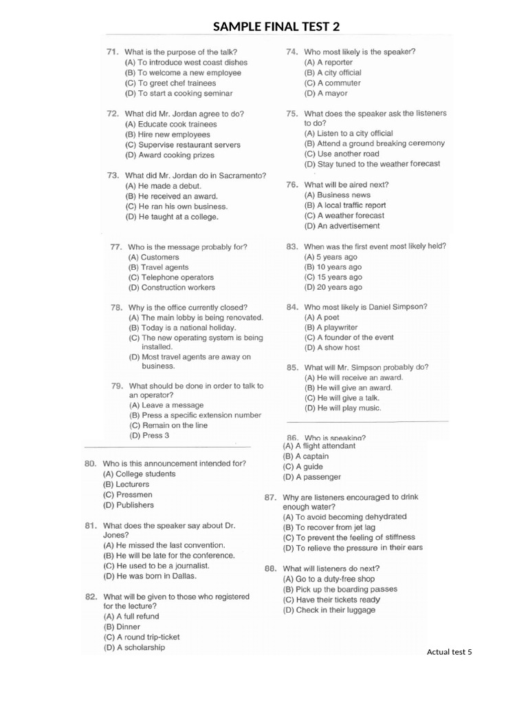 Sample Test 2 - Nghe 3 | PDF